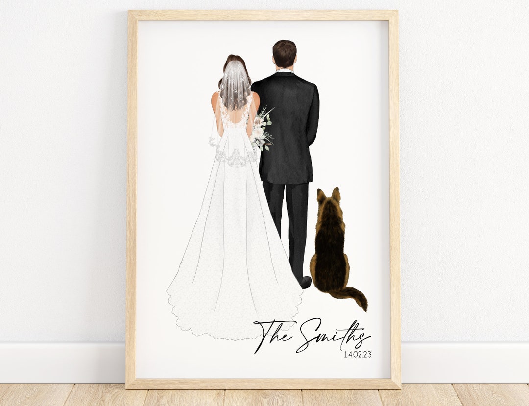 Personalised Wedding Print With Dog Wedding Print Pets - Etsy