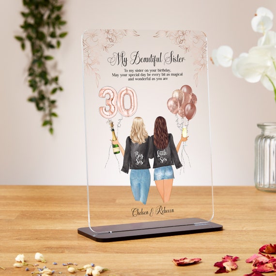 30th Birthday Gift for Sister Sister Birthday Acrylic Plaque Best Friend Print Birthday Illustration Personalised Present 3 Sisters Etsy UK