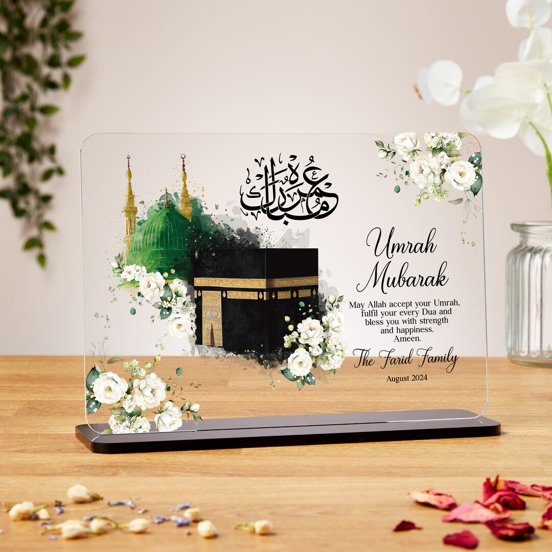 Umrah Mubarak Gift, Acrylic Plaque, Islamic Gifts, Personalised Hajj ...