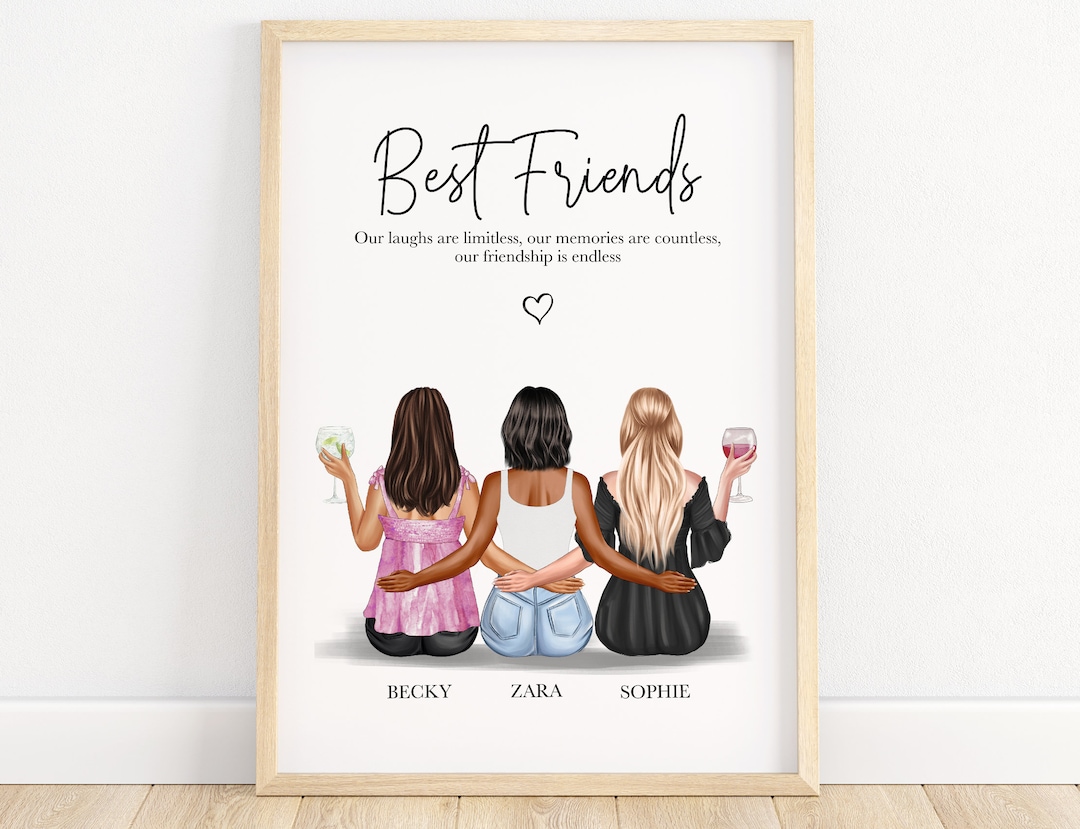 3 Best Friend Print, Friendship Gift for 3, Bestie Gift for Her ...