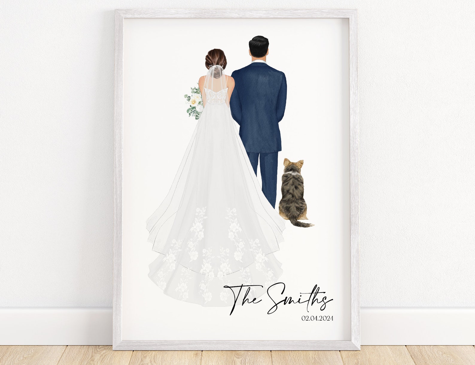 Personalised Wedding Print With Dog, Wedding Print Pets, Wedding Poster ...