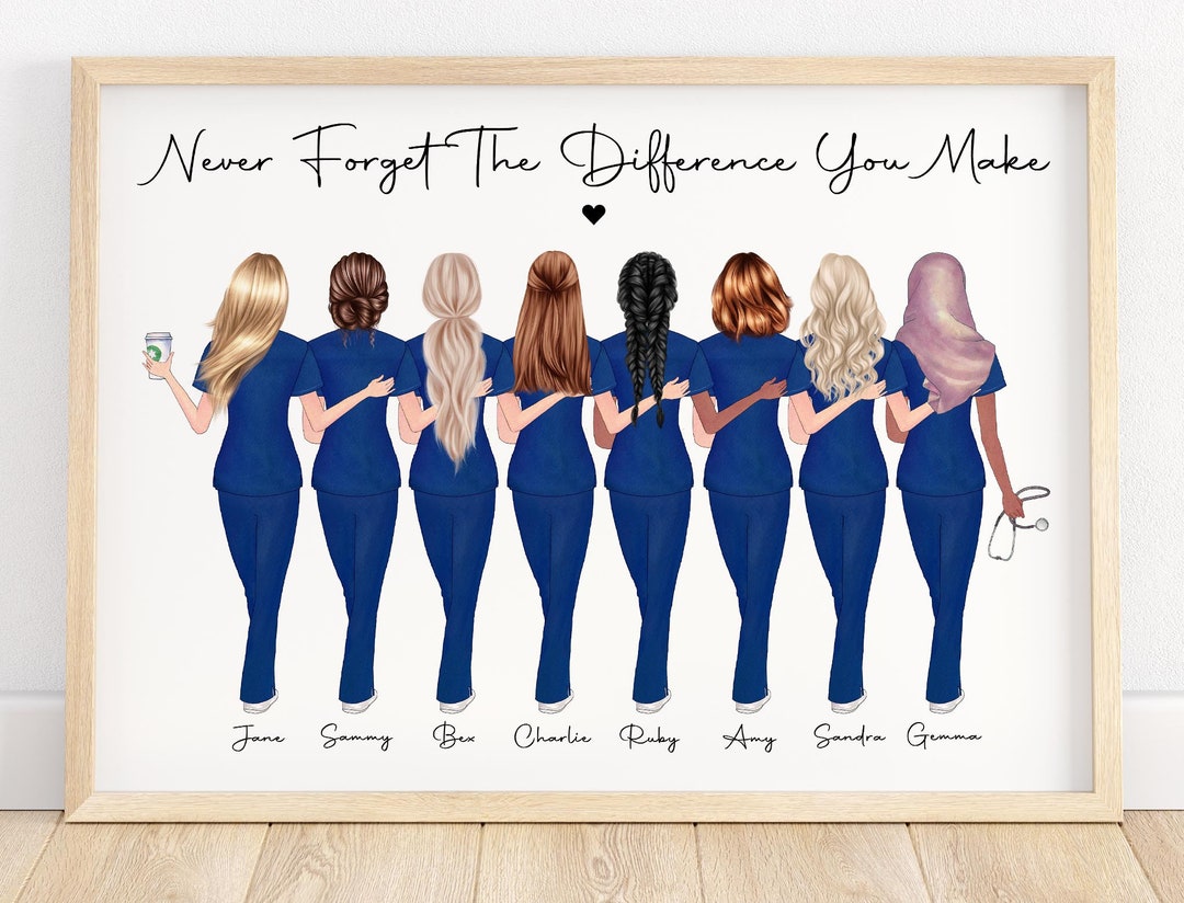 Gift for Nurses, Personalised Nurse Print, Scrub Life, Group Nurse ...