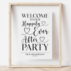 PERSONALISED Welcome to Our Happily Ever After Party Sign - Etsy