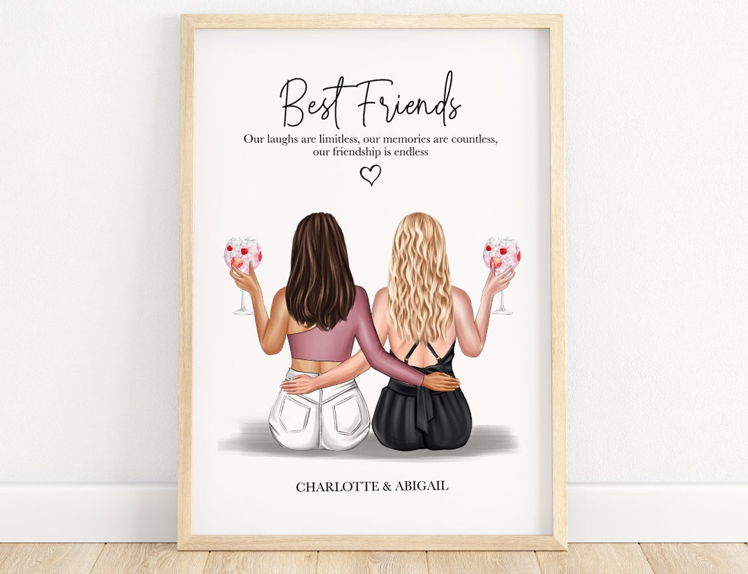 Best Friend Print 2 People, 3 Best Friend Print, Bestie Gift for Her ...