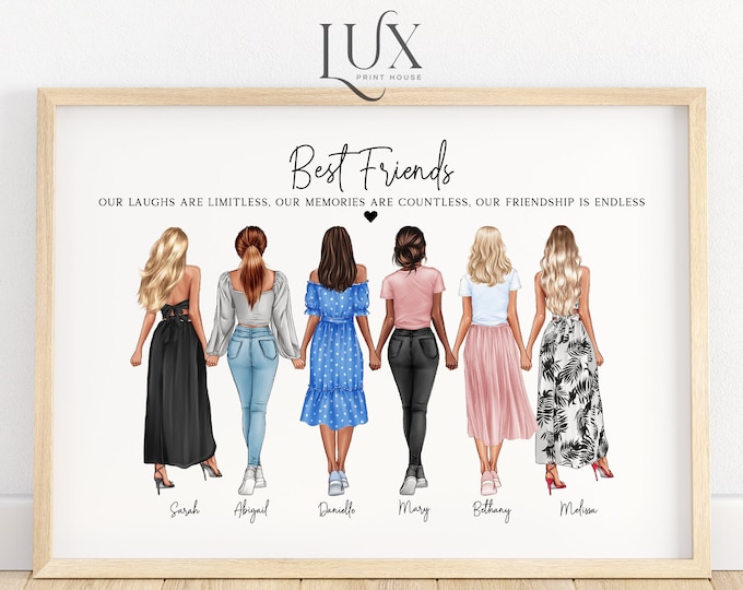 Best Friend Gift, Group of Friends Print, Best Friend Print, Best ...