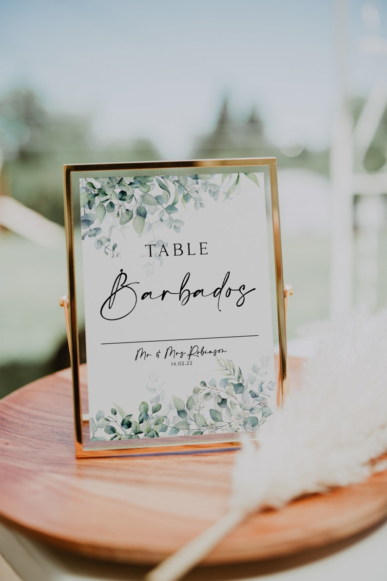 PERSONALISED Greenery Table Name Cards Table Numbers Wedding | Etsy UK