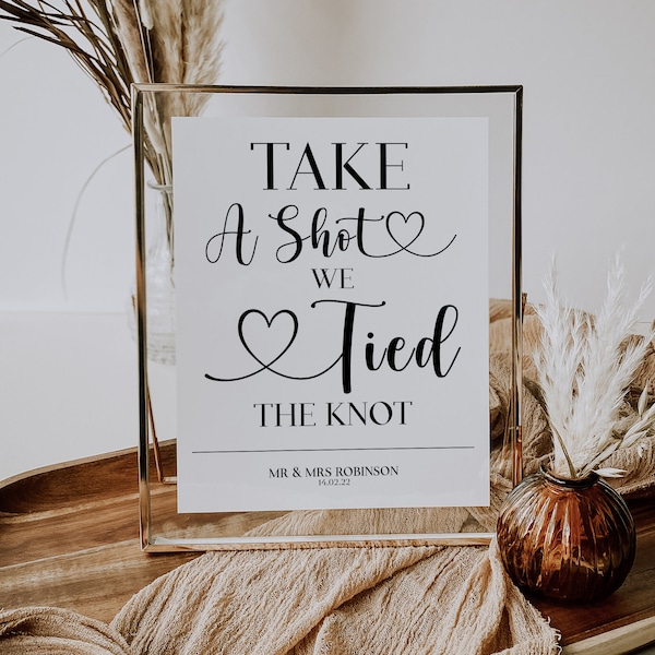 Take a Shot We Tied the Knot Sign - Etsy UK