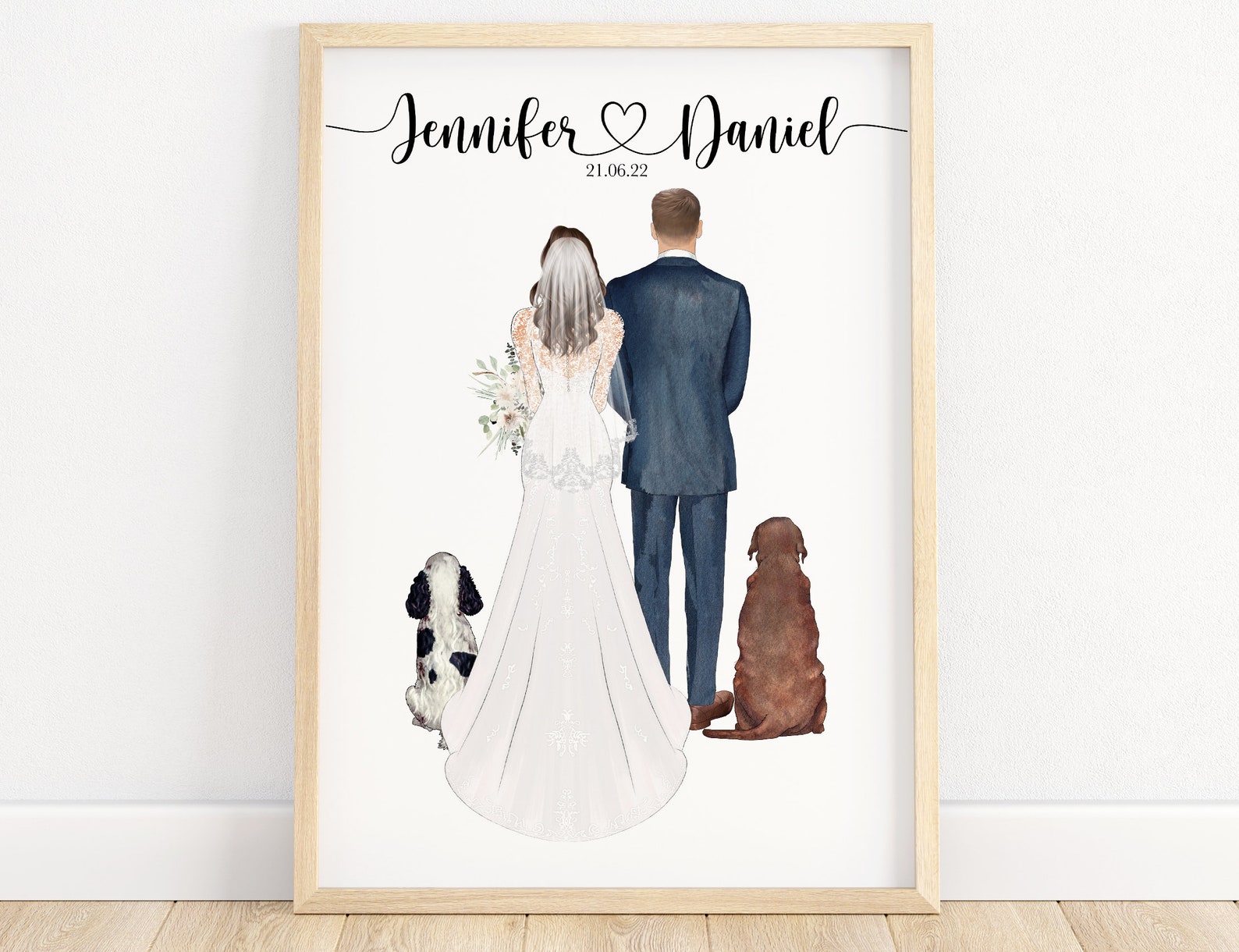 Personalised Wedding Print With Dog Wedding Print Pets - Etsy