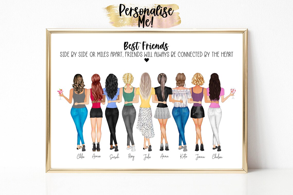 Group of friends print friend group print best friend print | Etsy