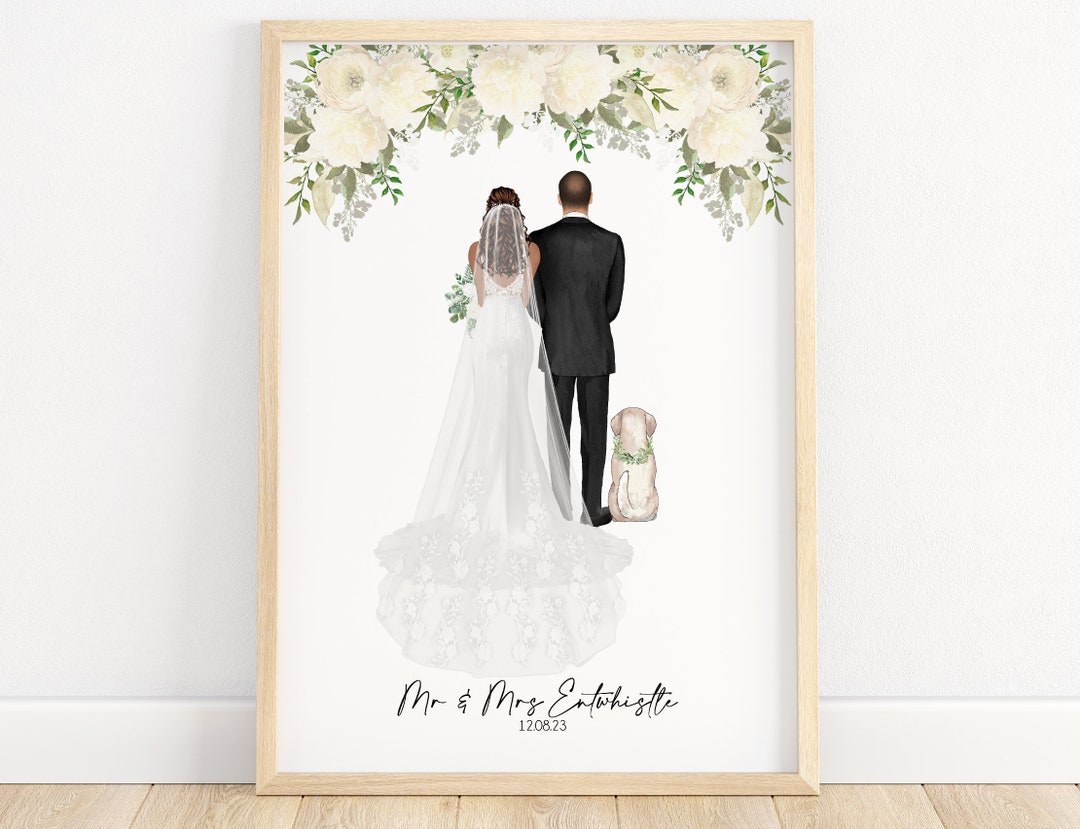 Personalised Wedding Print With Pets, Wedding Print Dog, Wedding ...
