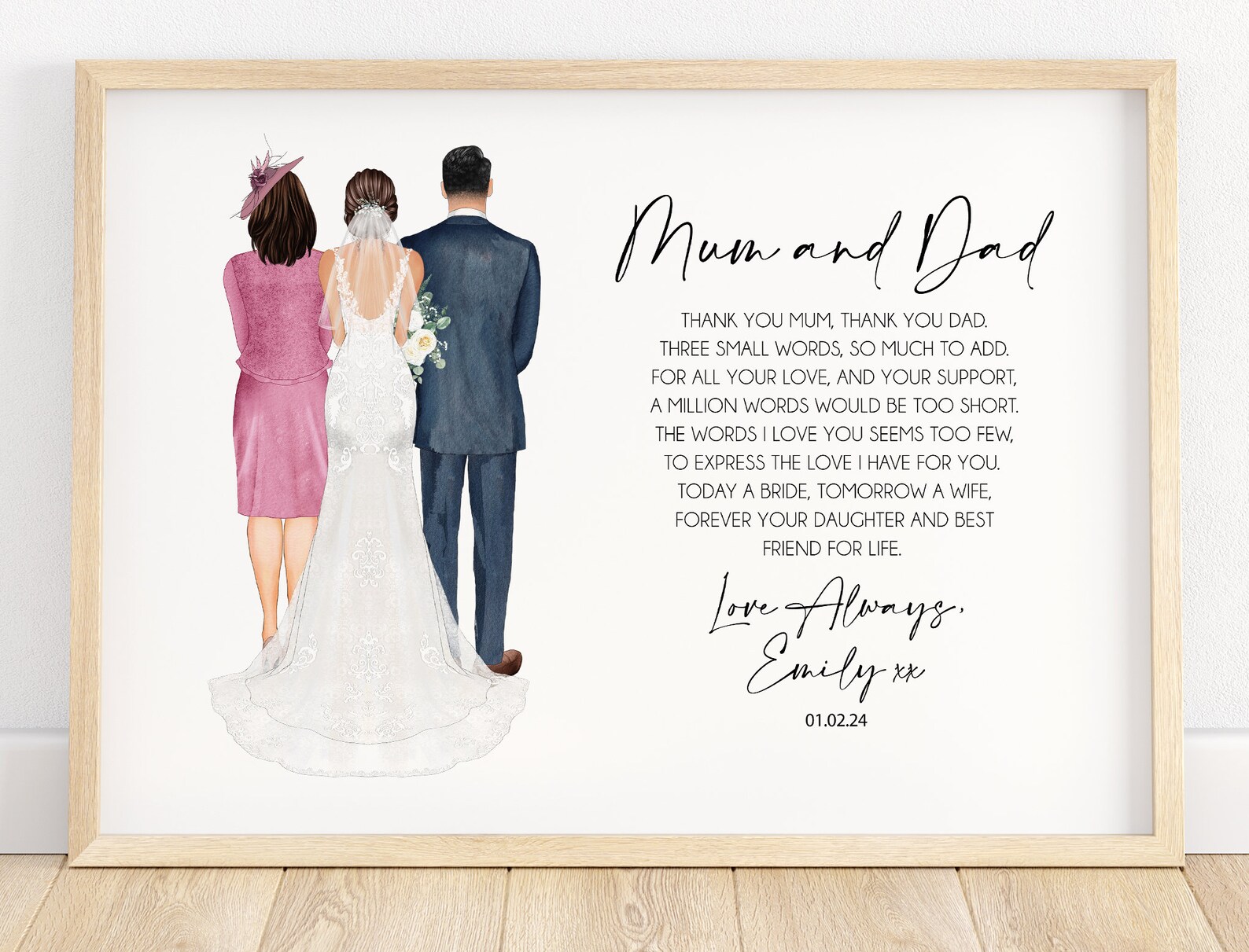 Parents of the Bride Print Gift to Parents of the Bride - Etsy UK
