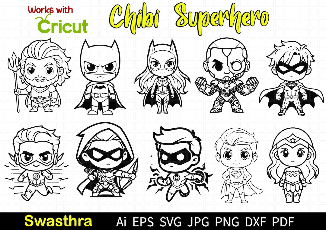 Chibi Superhero SVG, Baby Superhero Svg Bundle, Cute Superheroes League ...