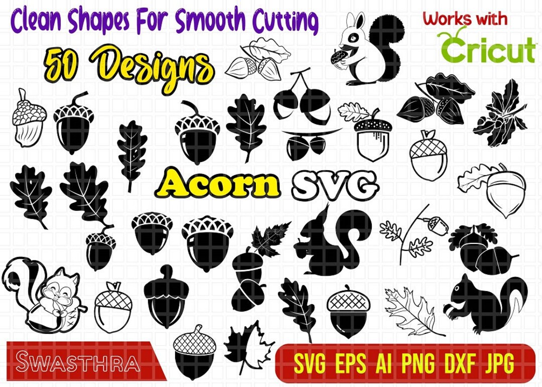 50 Acorn SVG Bundle, Oak Leaves Svg, Acorn Clipart, Acorn PNG DXF ...