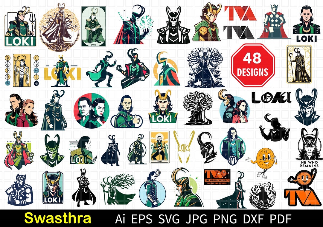 48 LOKI SVG Bundle, Movie SVG Bundle, Thor Svg, Asgard Svg Bundle, Time ...