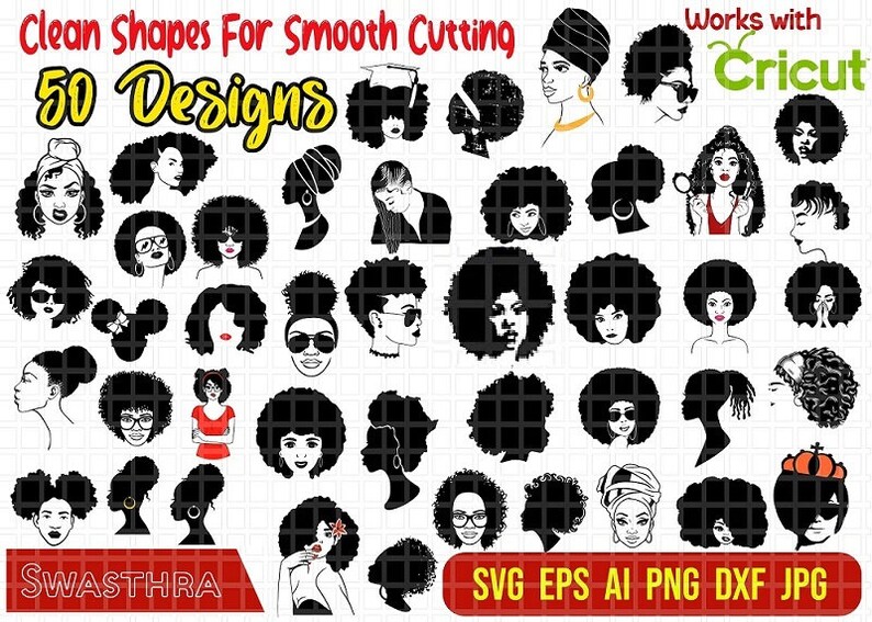 50 Afro Queen Svg, Afro Woman SVG, Afro Girl Svg, Afro Lady Svg, Curly ...