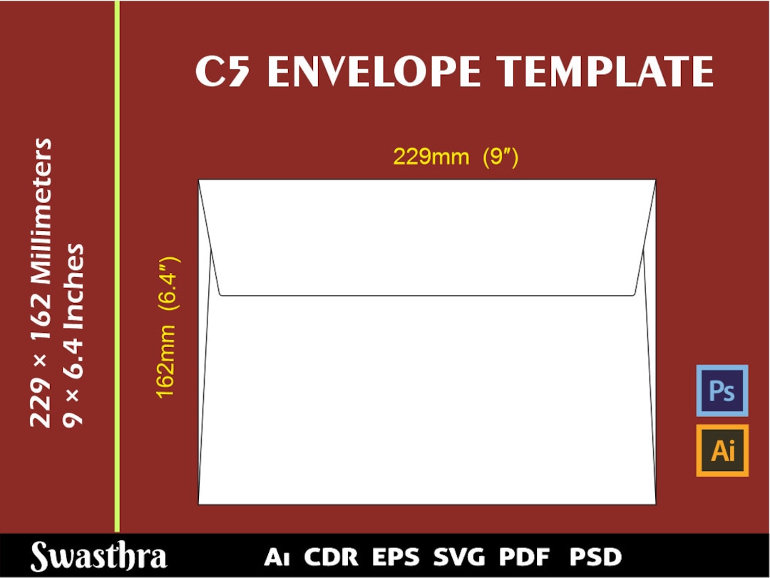 C5 Size (229x162 Mm) Envelope Template, Die Cut, Invitation Template ...