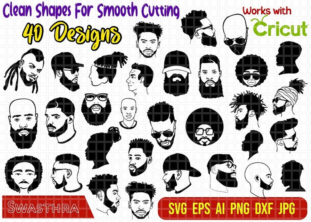 40 Afro Man SVG Bundle, Afro Man Clipart, Afro Man PNG DXF, Melanin ...