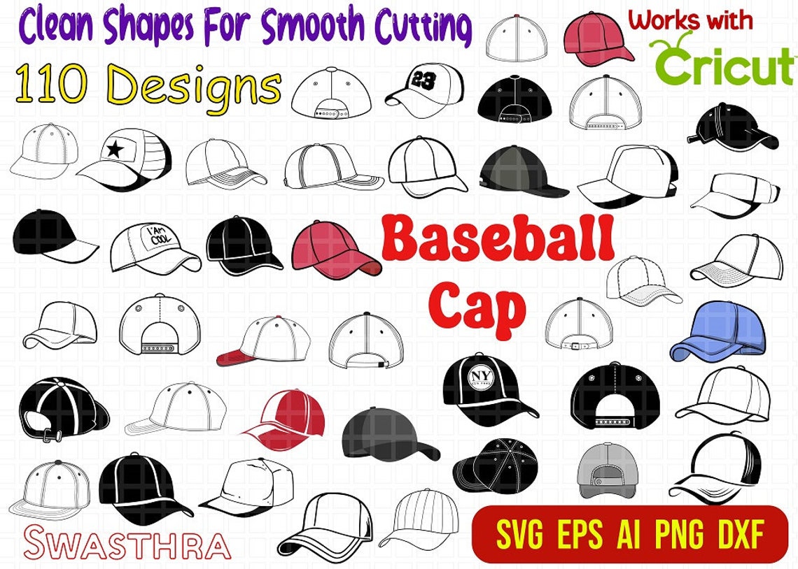 110 Baseball Cap SVG, Baseball Cap Vector, Baseball Cap DXF, Baseball ...