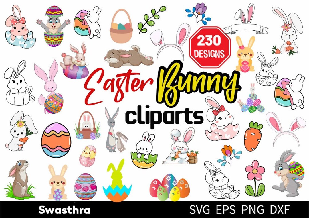 230 Easter Bunny SVG Bundle, Easter Egg SVG, Happy Easter, Spring Svg ...