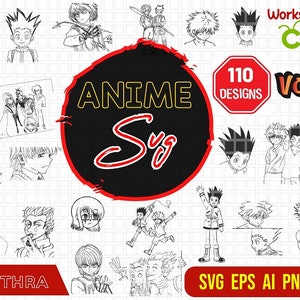 110 Anime SVG Bundle, Anime Pack, Anime Character SVG, Ninja Svg, Chibi ...