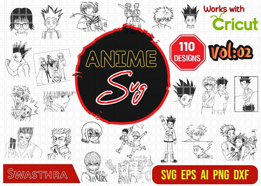 110 Anime SVG Bundle, Anime Pack, Anime Character SVG, Ninja Svg, Chibi ...