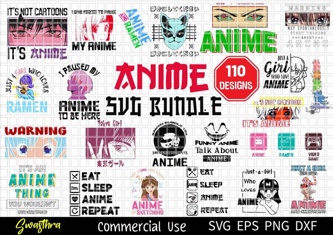 110 Anime SVG Bundle, Anime Quotes Svg, Eat Sleep Anime Svg, Chibi ...