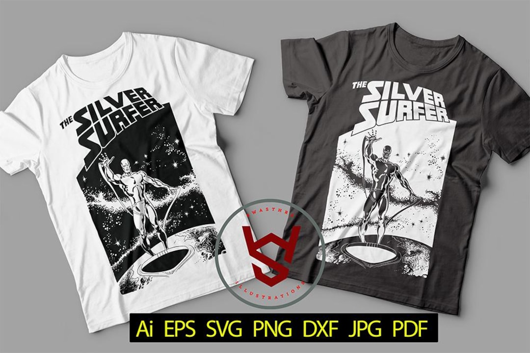 Silver Surfer Vector SVG, Dr Doom Comic Vector, Fantastic Comic Svg ...