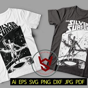 Silver Surfer Vector SVG, Dr Doom Comic Vector, Fantastic Comic Svg ...