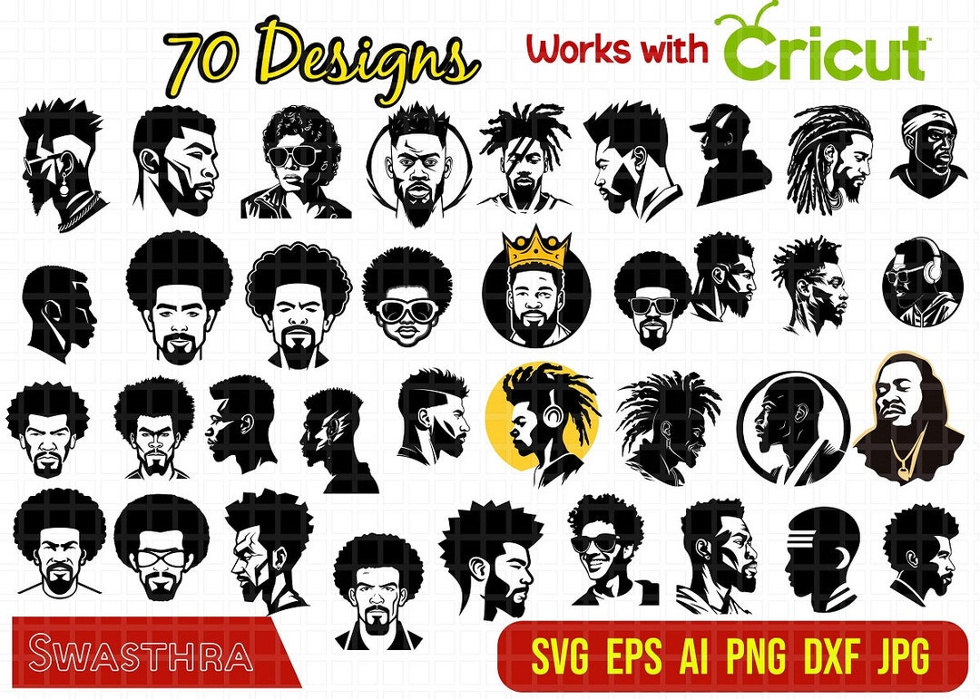 70 African American SVG Bundle, Afro Man Svg, Afro Man Clipart ...