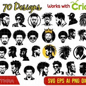 70 African American SVG Bundle, Afro Man Svg, Afro Man Clipart ...