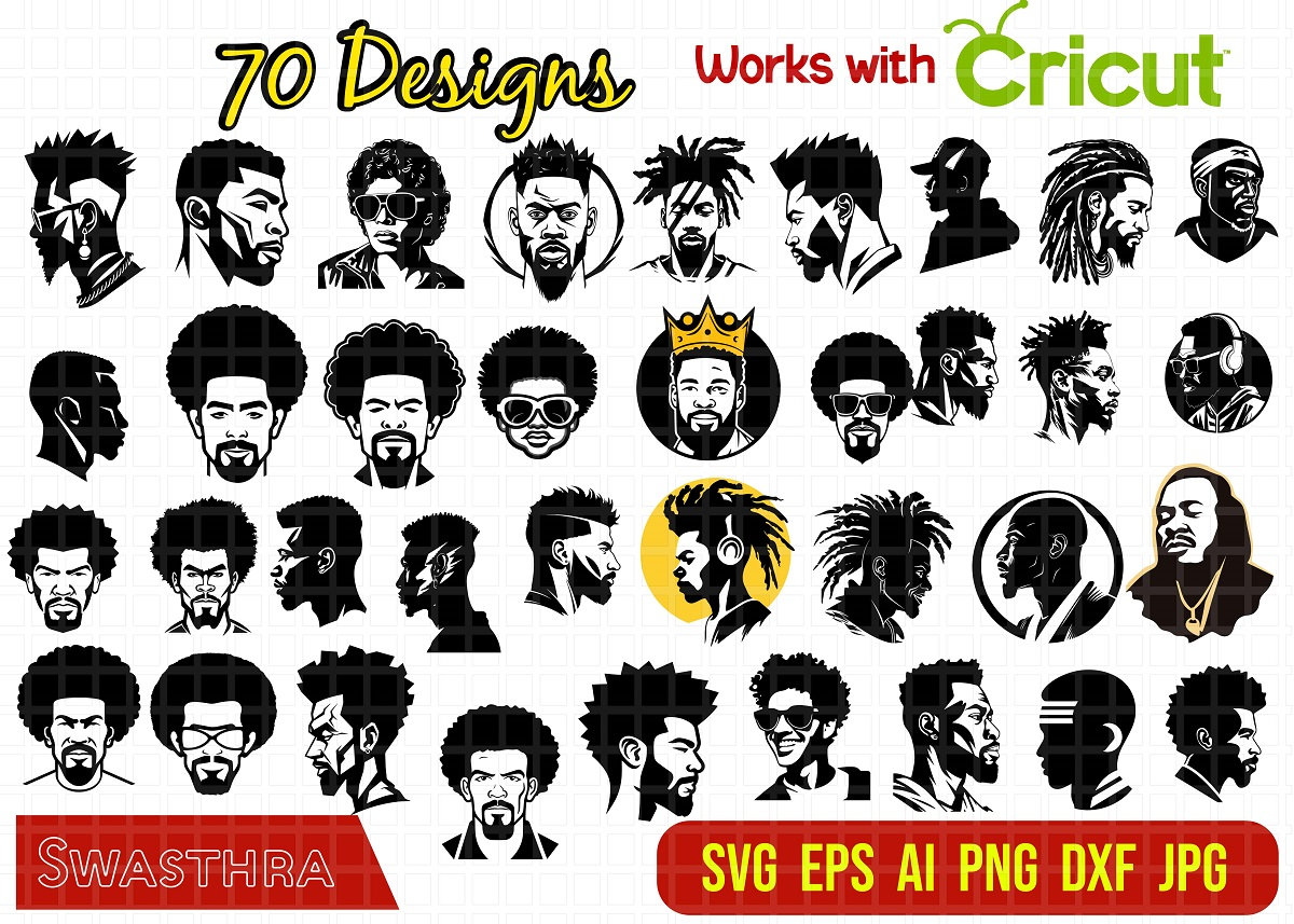 70 African American SVG Bundle, Afro Man Svg, Afro Man Clipart ...