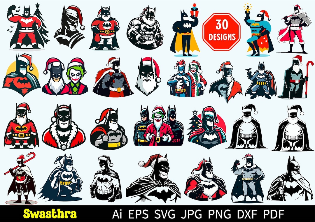 Superhero Christmas Svg Bundle, Comic SVG Bundle, Bat SVG Bundle, Bat ...