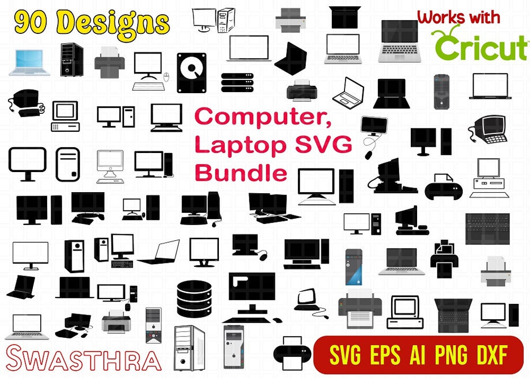 Computer SVG Bundle, Computer Silhouette, Computer Monitor Svg, Laptop ...