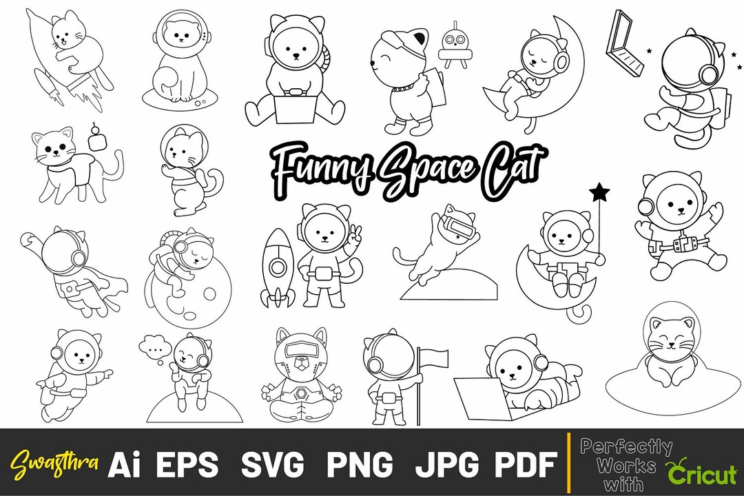 Space Cat Svg, Astronaut Cat, Cat With Planets Svg, Cat in Space Svg ...