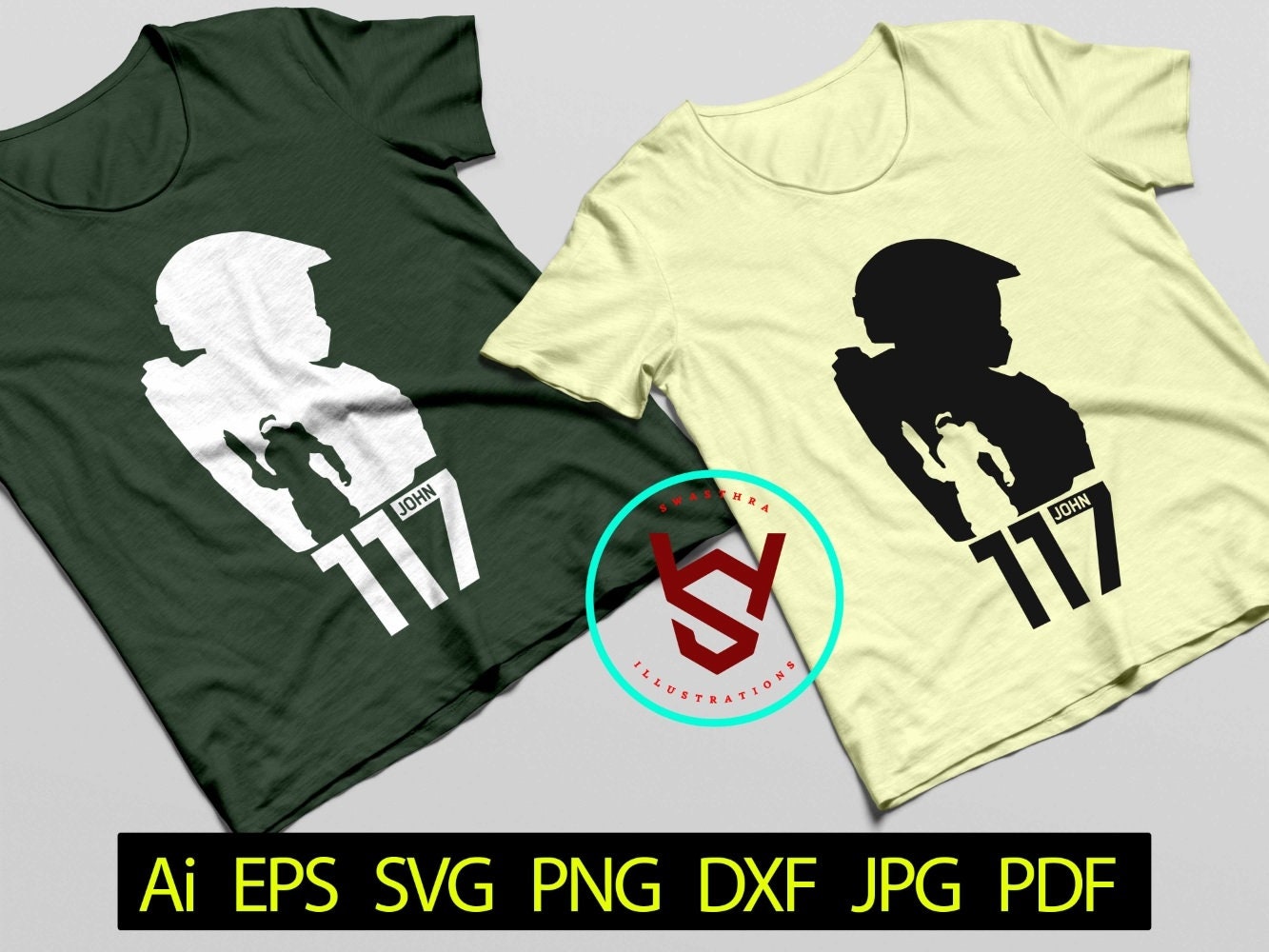 John 117 SVG, Captain Chief Silhouette, Video Game Vector, Spartan SVG ...