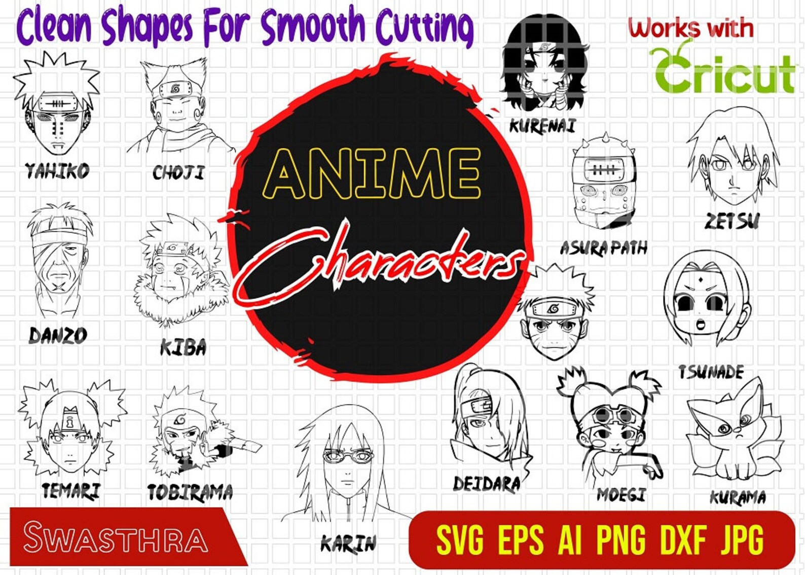 Anime SVG Bundle, Anime Character SVG, Superhero Svg, Chibi Anime ...