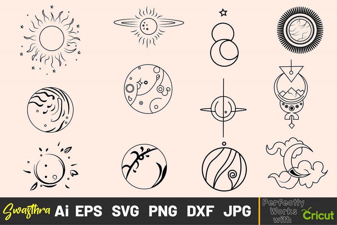 Celestial Space SVG, Planets Svg, Celestial Svg, Moon Svg, Galaxy Space ...