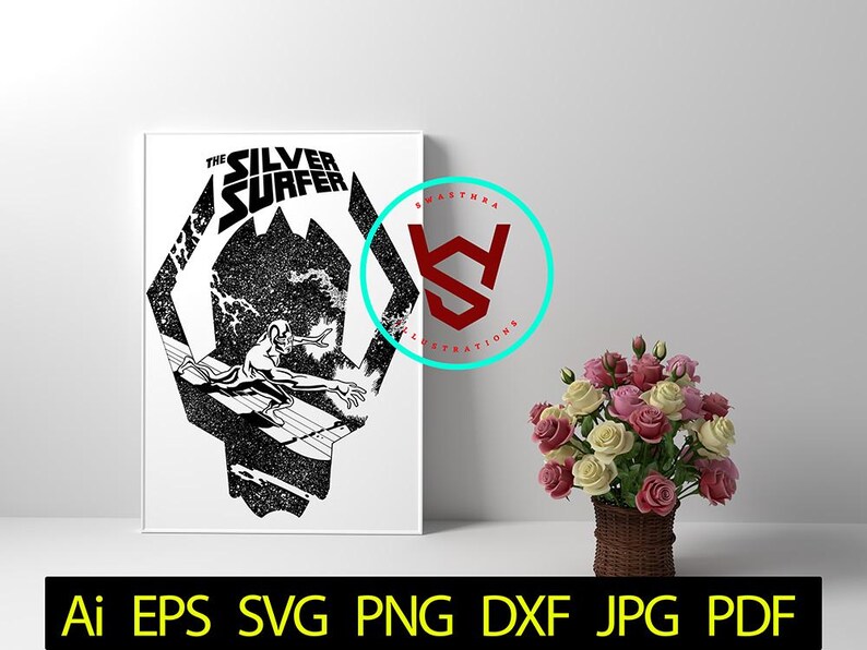 Silver Surfer Vector SVG, Dr Doom Comic Vector, Fantastic Comic Svg ...