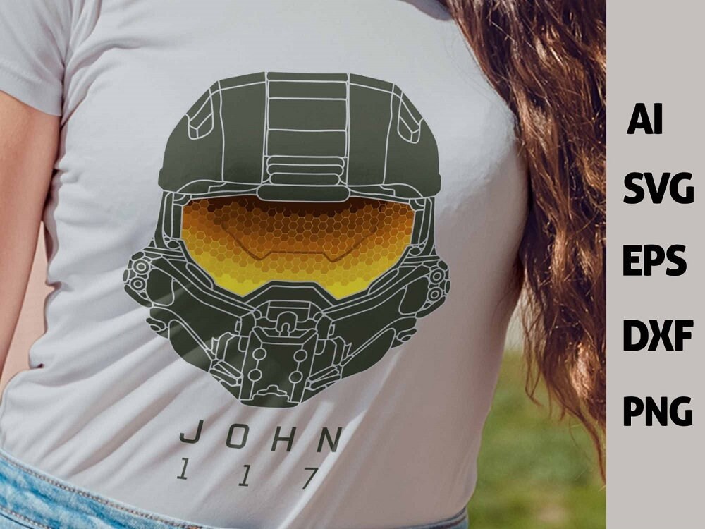 John 117 SVG, Captain Chief Svg, Video Game Vector, Spartan Helmet SVG ...