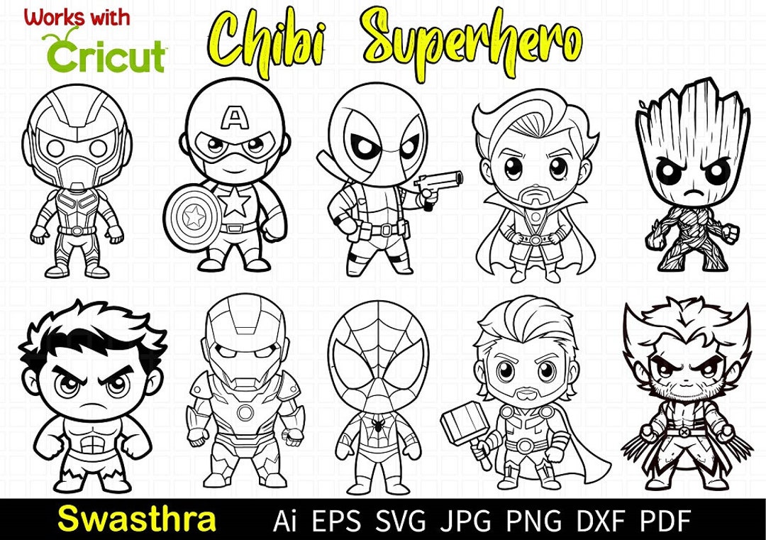 Chibi Superhero SVG, Baby Superhero Svg Bundle, Cute Superheroes ...