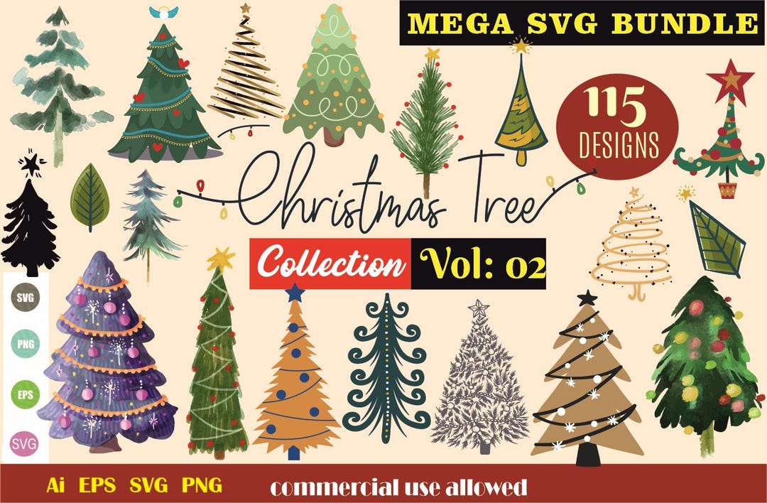 115 Christmas Tree Svg Bundle, Christmas Svg, Christmas Tree Clipart ...