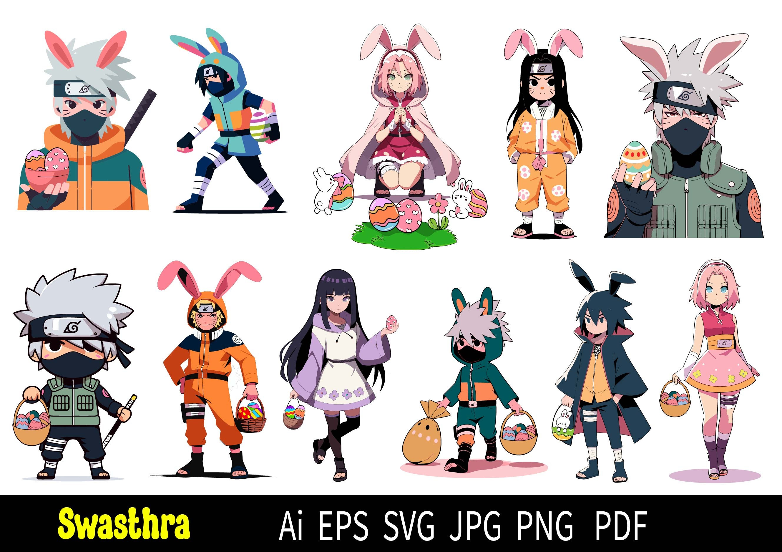 Anime Easter SVG Bundle, Easter Manga, Naru4to Easter Svg, Anime Easter ...