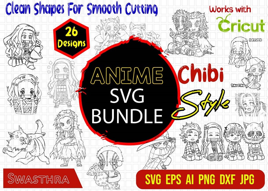 Chibi Anime Character SVG Bundle, Anime SVG, Ninja Svg, Chibi Demon ...