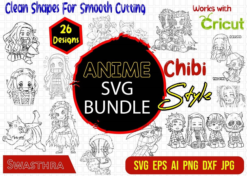 Chibi Anime Character SVG Bundle, Anime SVG, Ninja Svg, Chibi Demon ...