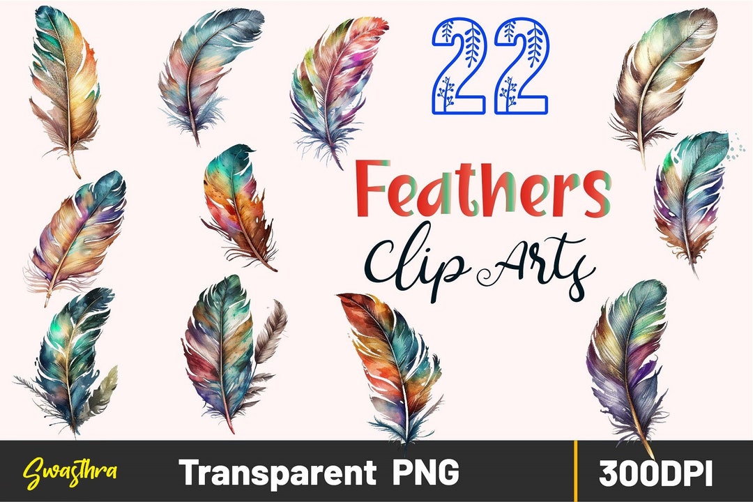 Watercolor Bright Feathers Clipart, Feather Art Prints, Bird Feather Clipart, Feather PNG ...