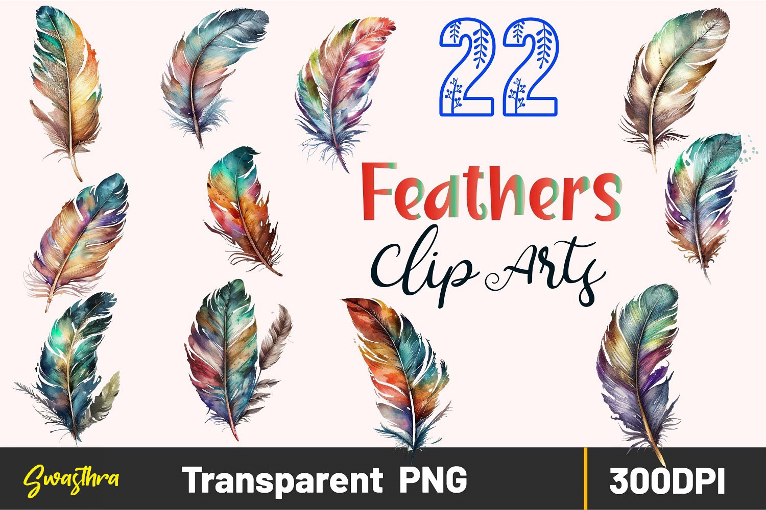 Watercolor Bright Feathers Clipart Feather Art Prints Bird - Etsy