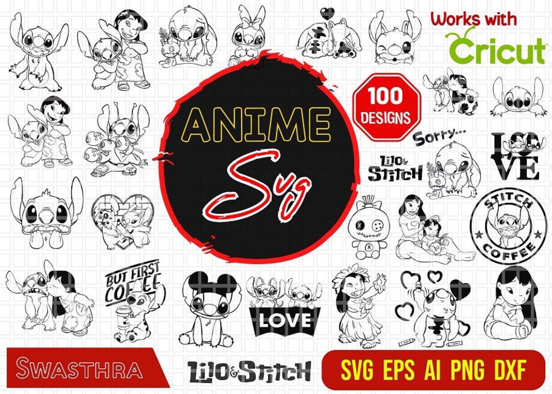 100 Anime Lilo Stitch SVG Bundle, Lilo Anime Charakter SVG, Chibi Anime ...