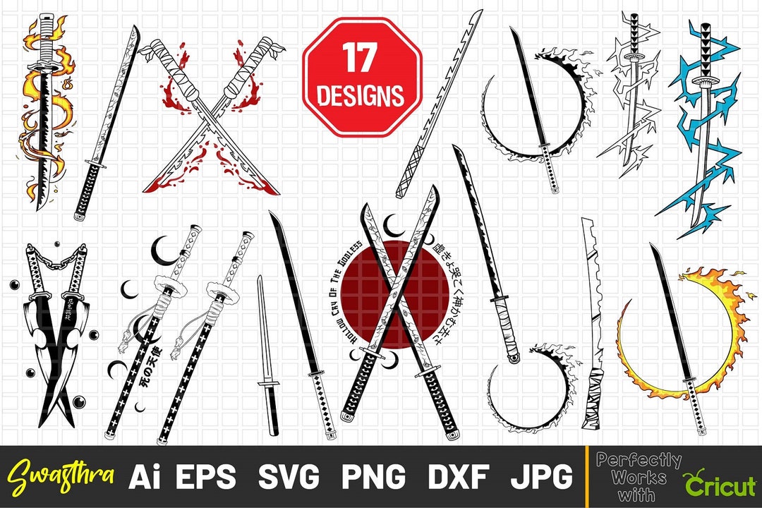 Anime Katana Swords Vector, Anime Knife Svg, Anime SVG Bundle, Anime ...