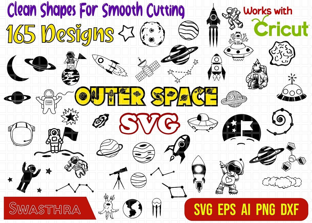 165 Outer Space SVG Bundle, Astronaut Svg, Astronaut Silhouettes, Space ...