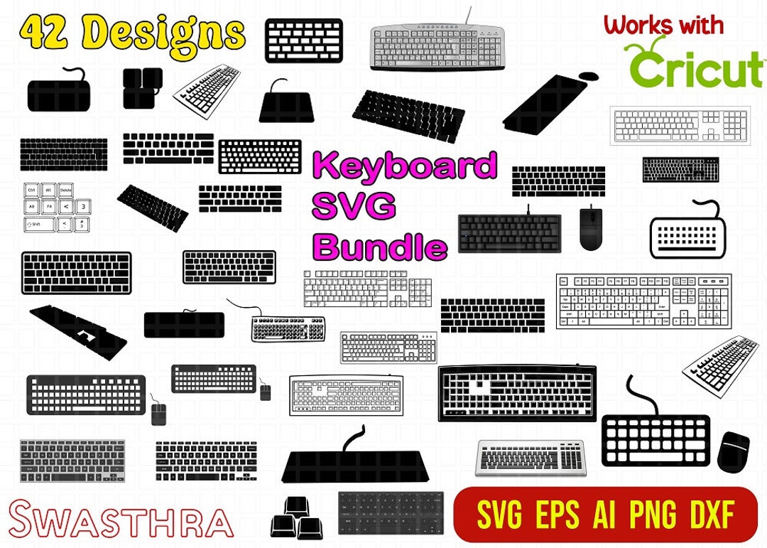 Computer Keyboard SVG Bundle, Computer Silhouette Svg, Keyboard Svg ...